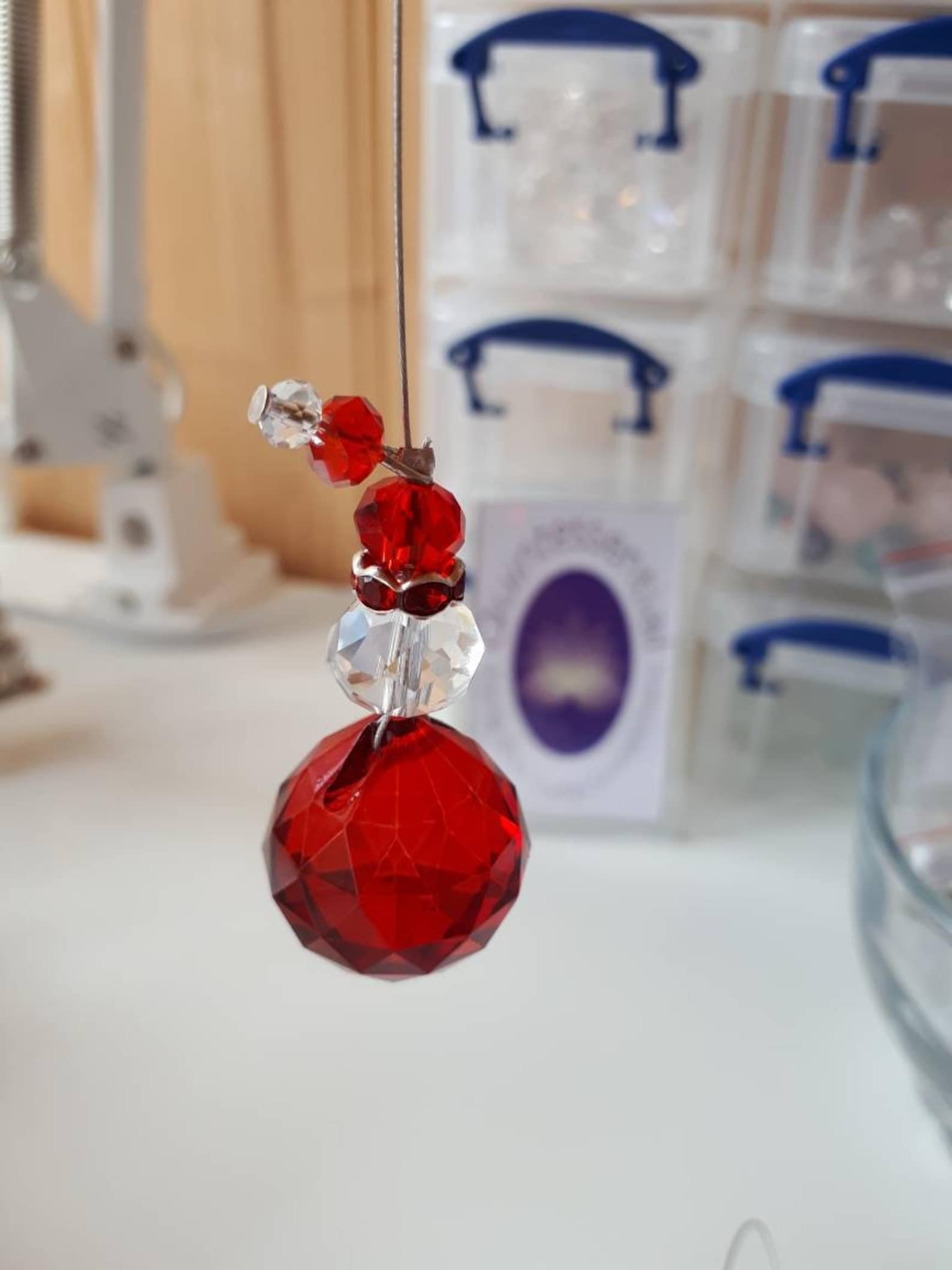 Glass crystal santa /father Christmas. Tree decoration | Etsy