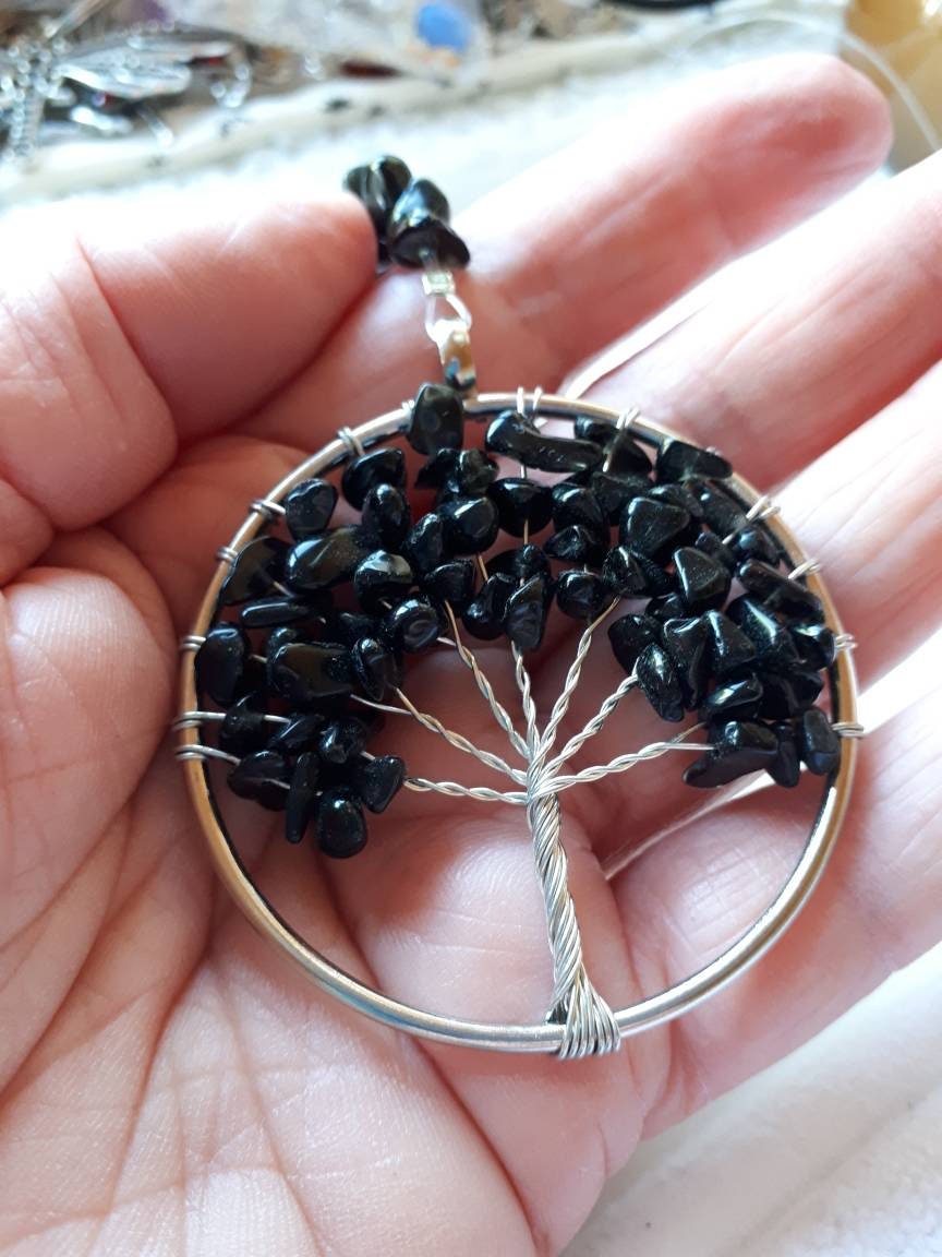 Black Tourmaline Tree of Life Gemstone Suncatcher - Etsy
