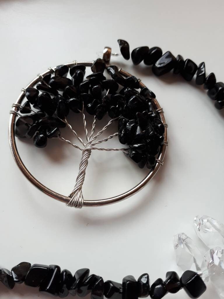 Black Tourmaline Tree of Life Gemstone Suncatcher - Etsy