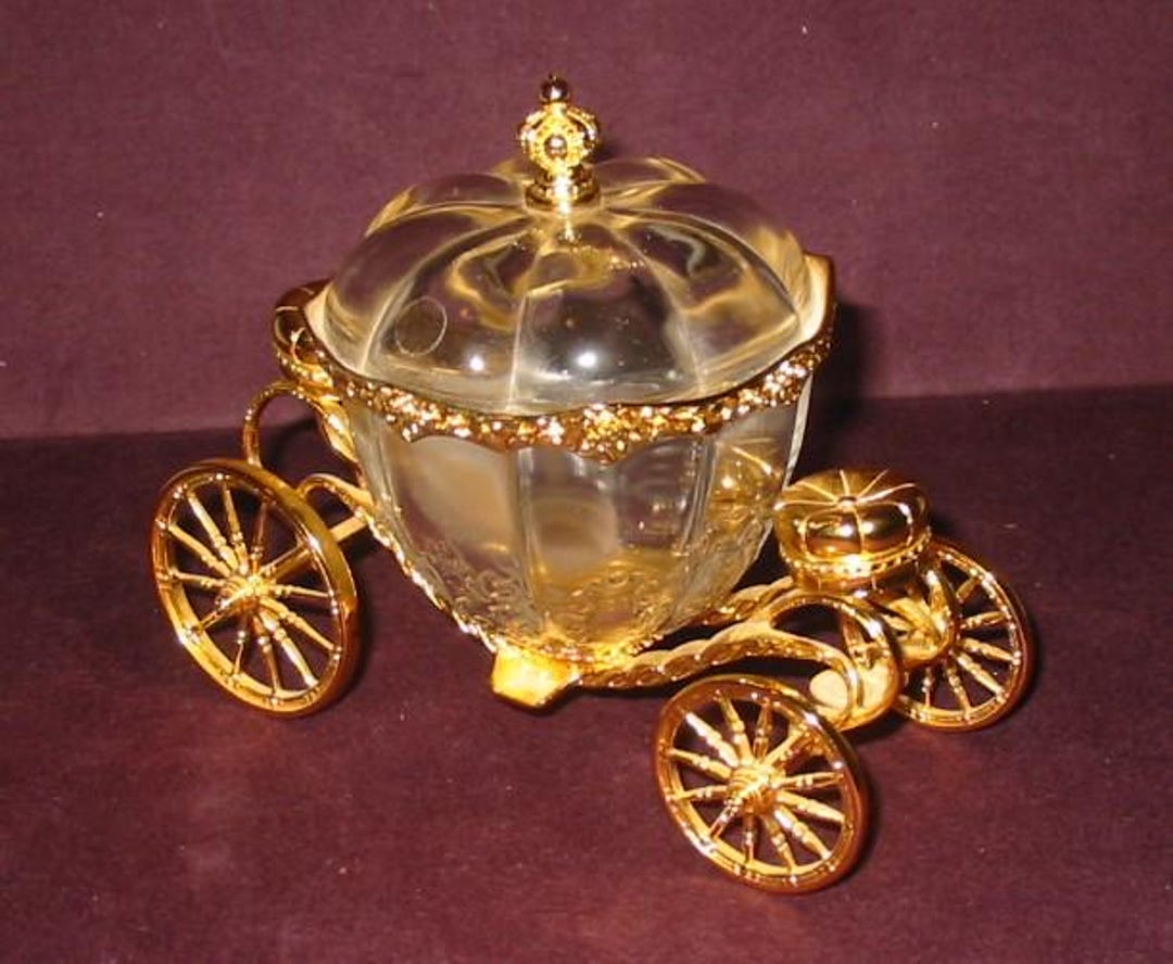 Franklin Mint Cinderella Coach Crystal Figurine With 24K Gold Plate ...