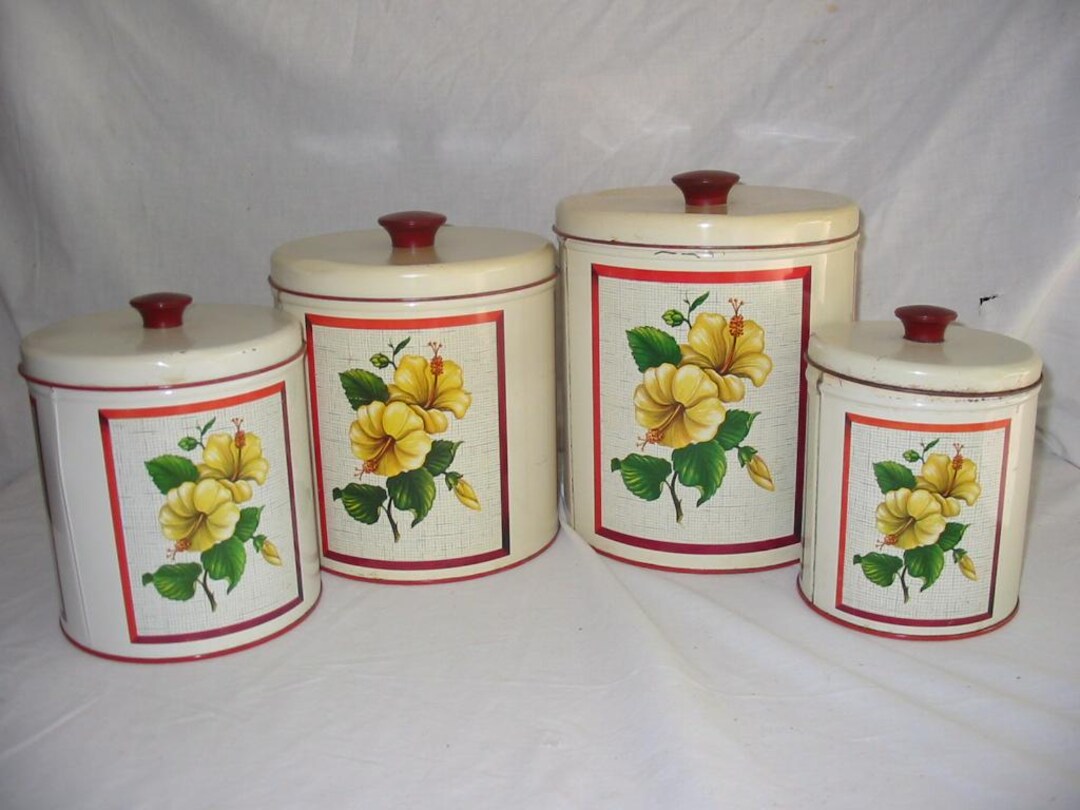 Metal Kitchen Cannisters Set of Four - Etsy