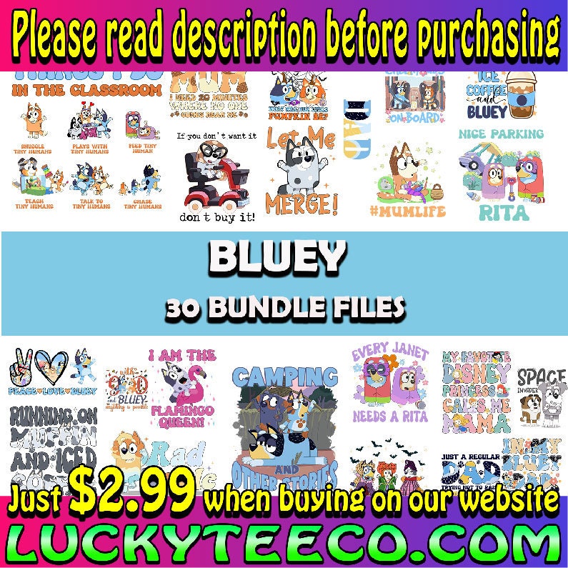 Bluey Birthday Bundle Svg, Mega Blue Dog Svg Bundle, Blue Dog Birthday ...