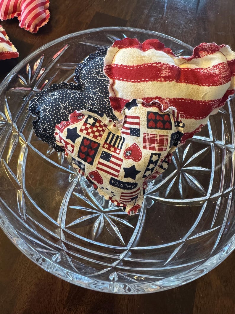 Farmhouse Style Americana Stuffed Fabric Heart , Tiered Tray Decor ...