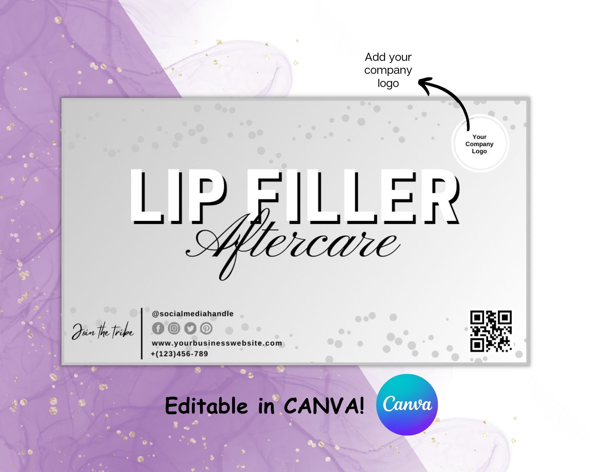Lip Filler Aftercare Card Template | DIY Beauty Business Card ...