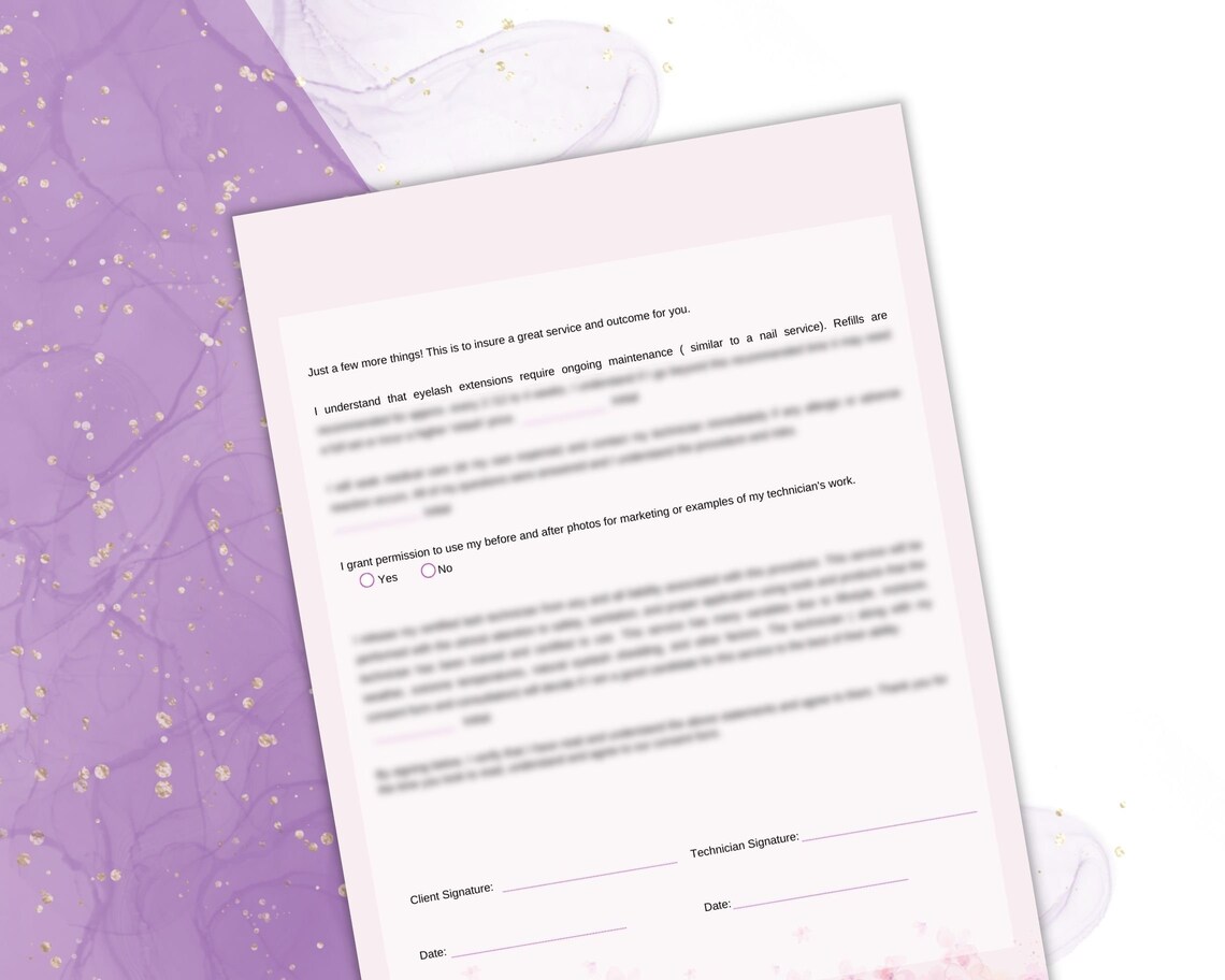 Eyelash Extension Consent Form, Client Intake Form, Esthetician Forms ...