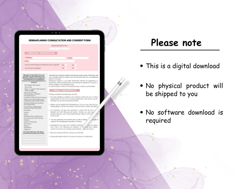 Dermaplaning Consultation Consent Form Professional Skincare Forms for ...