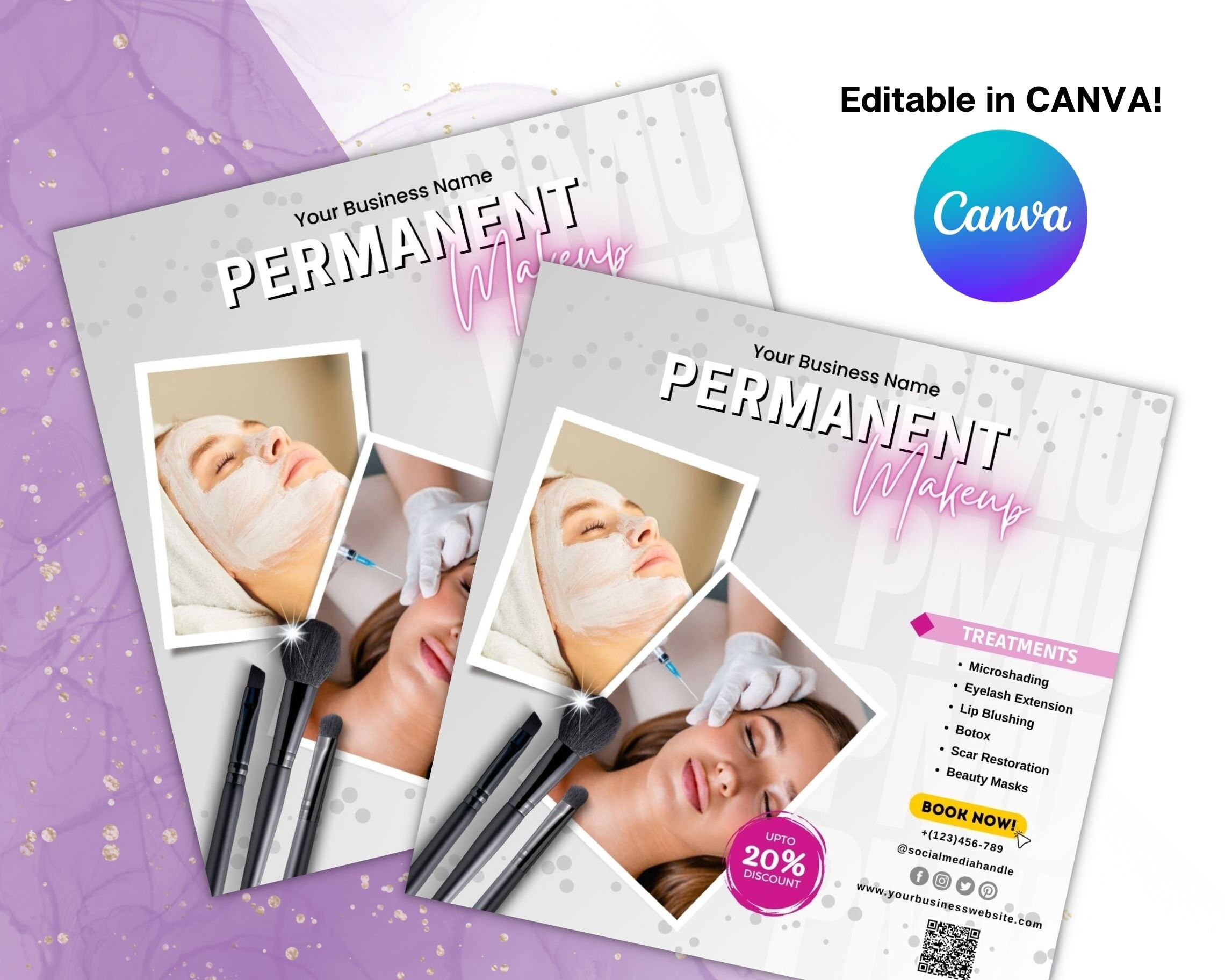 Permanent Makeup Flyer Template | Lash Extension & Skincare | Instant ...