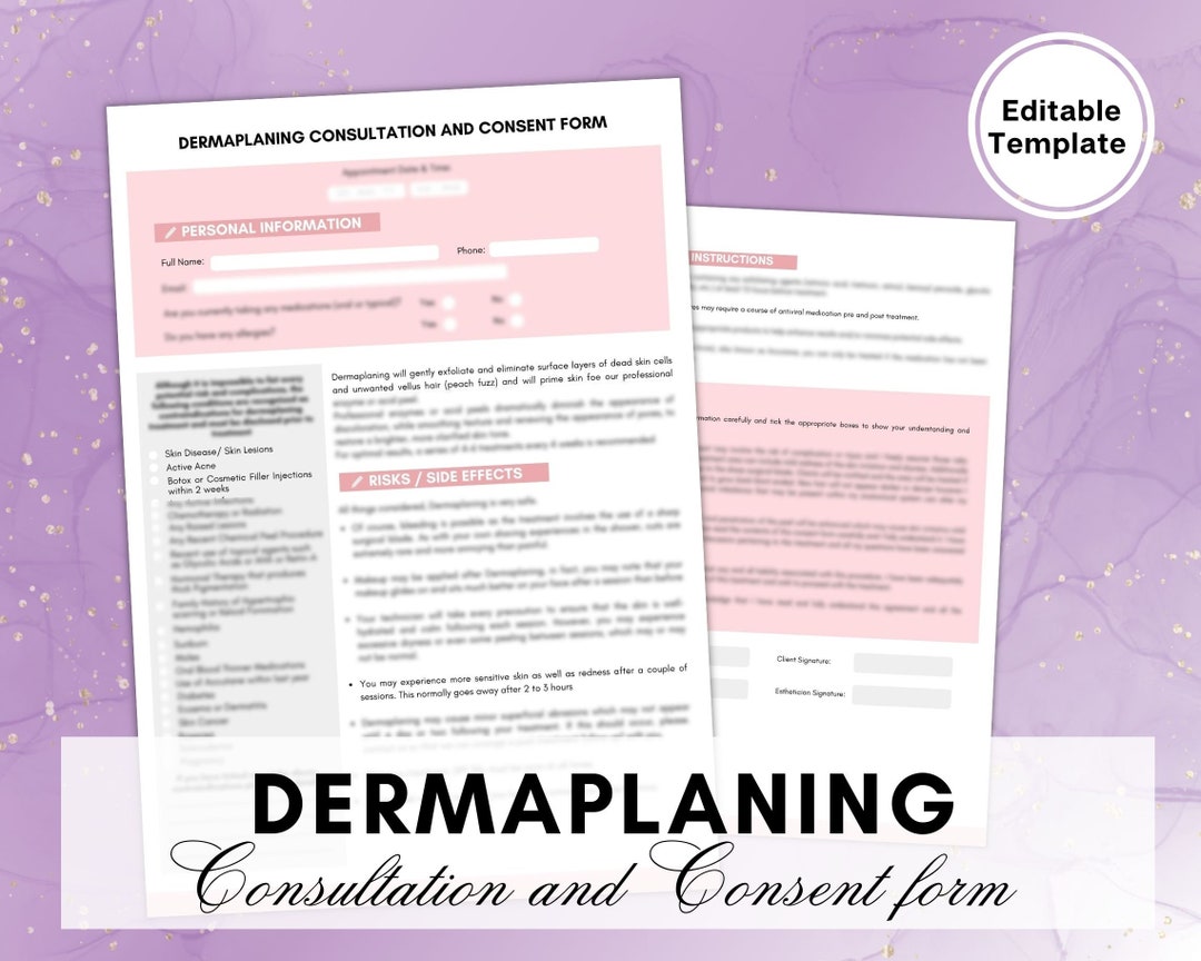 Dermaplaning Consultation Consent Form | Professional Skincare Forms ...