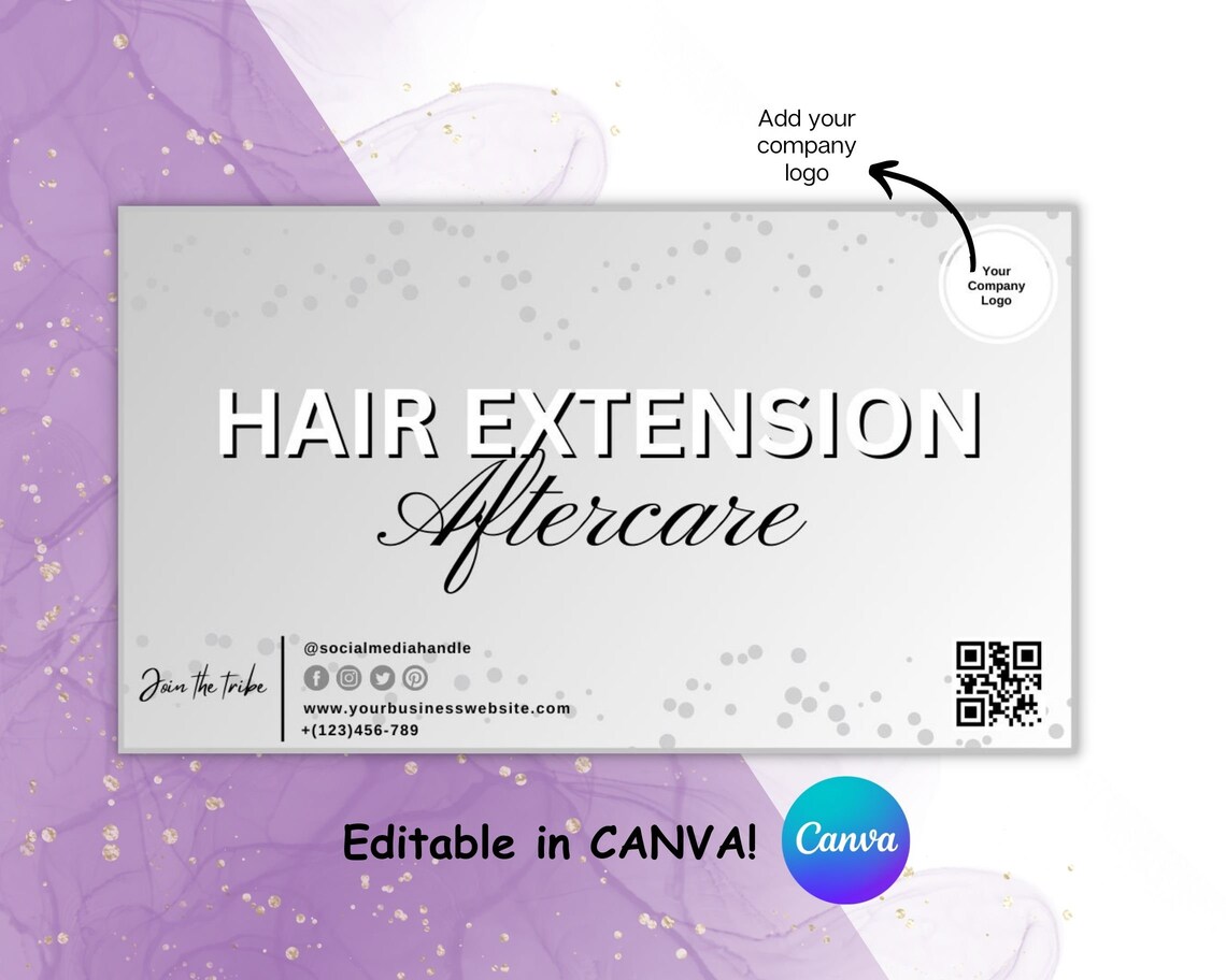 Hair Extension Aftercare Card Template | Salon Form (digital Download ...