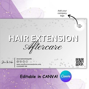 Hair Extension Aftercare Card Template | Salon Form (digital Download ...