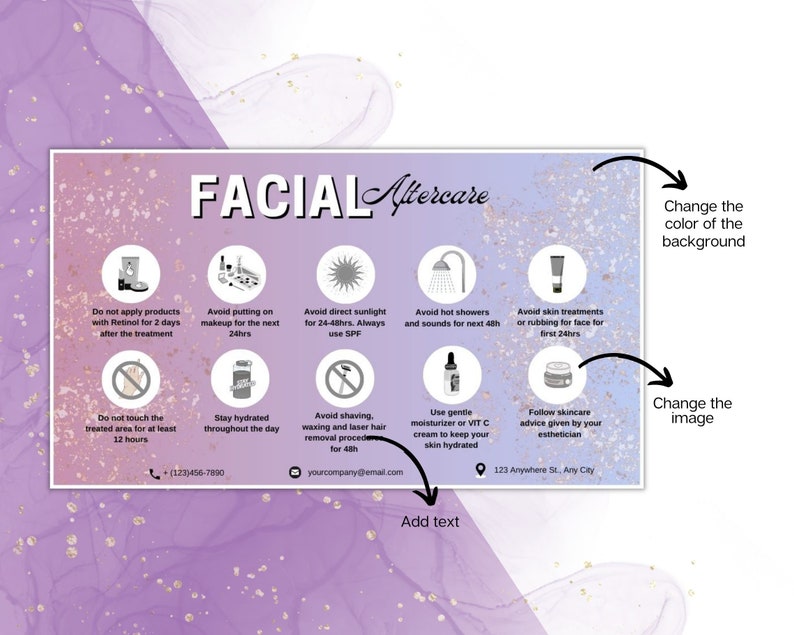 Facial Aftercare Card Template - Printable Beauty Business Cards for ...