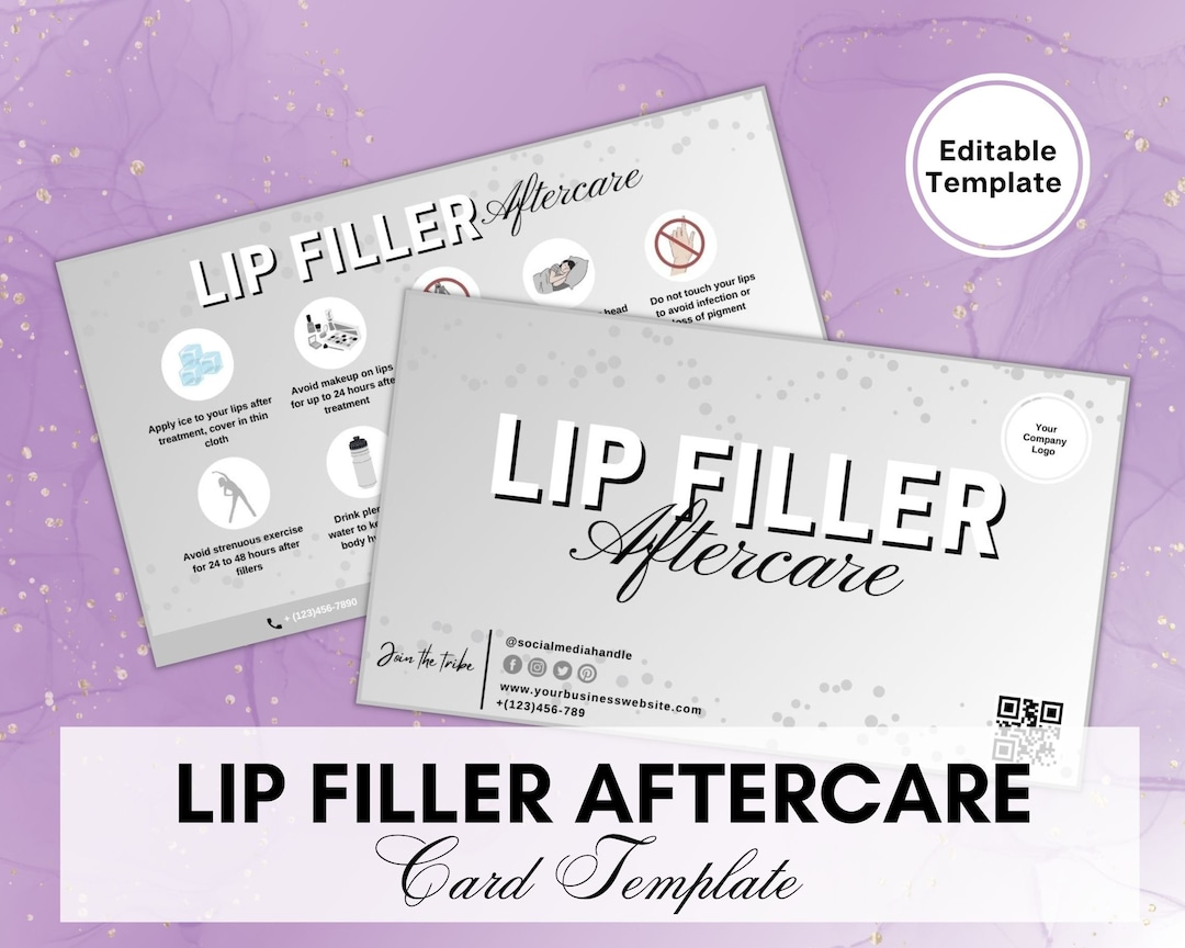 Lip Filler Aftercare Card Template | DIY Beauty Business Card ...