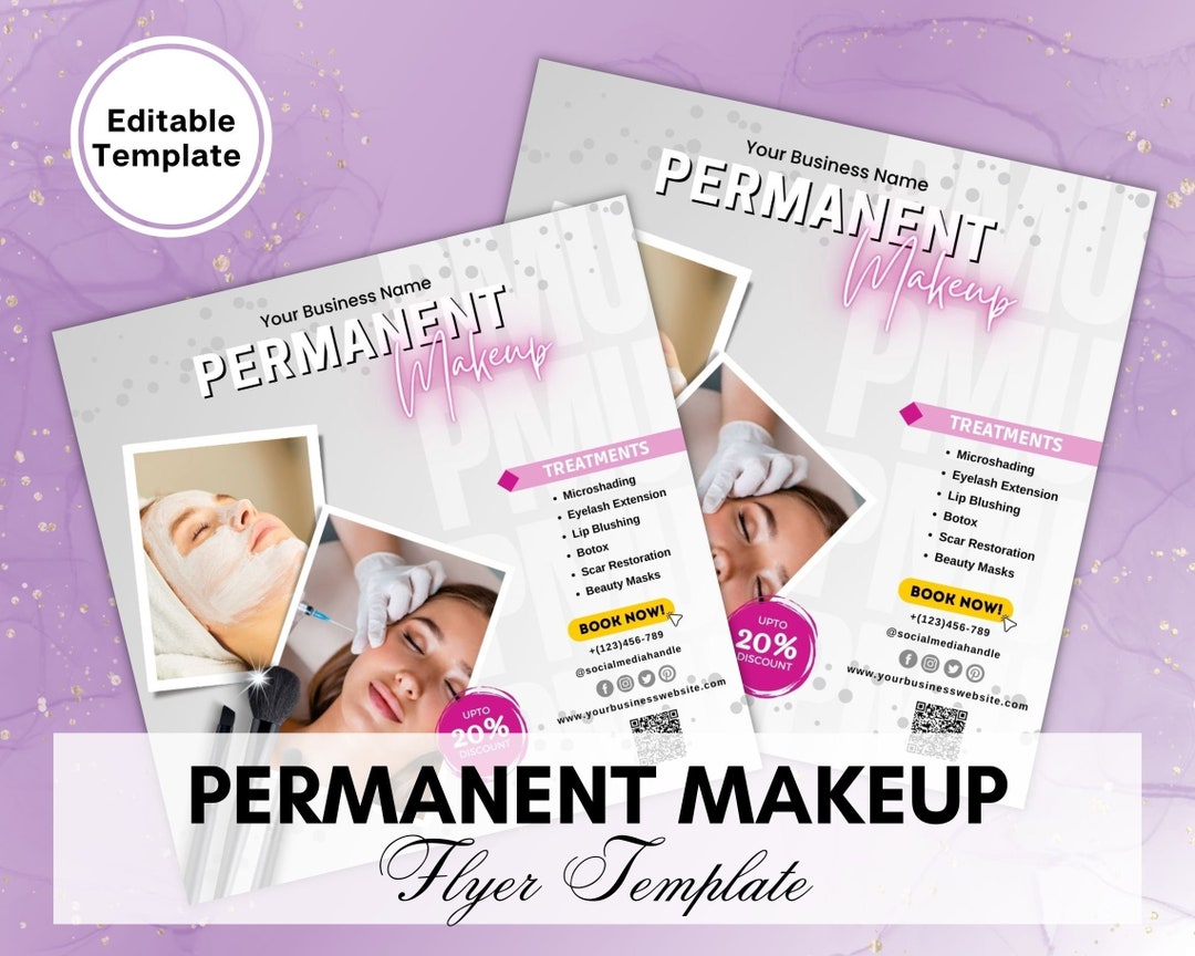 Permanent Makeup Flyer Template | Lash Extension & Skincare | Instant ...