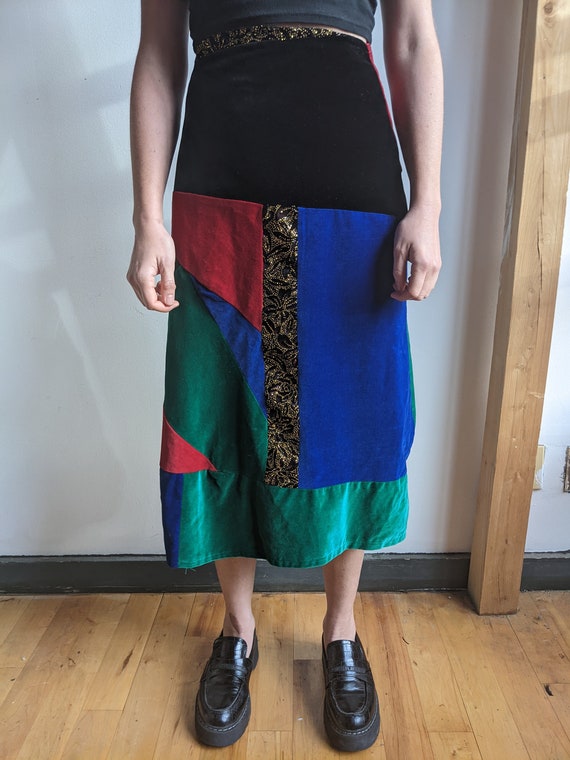 Patchwork Velvet Skirt - Gem