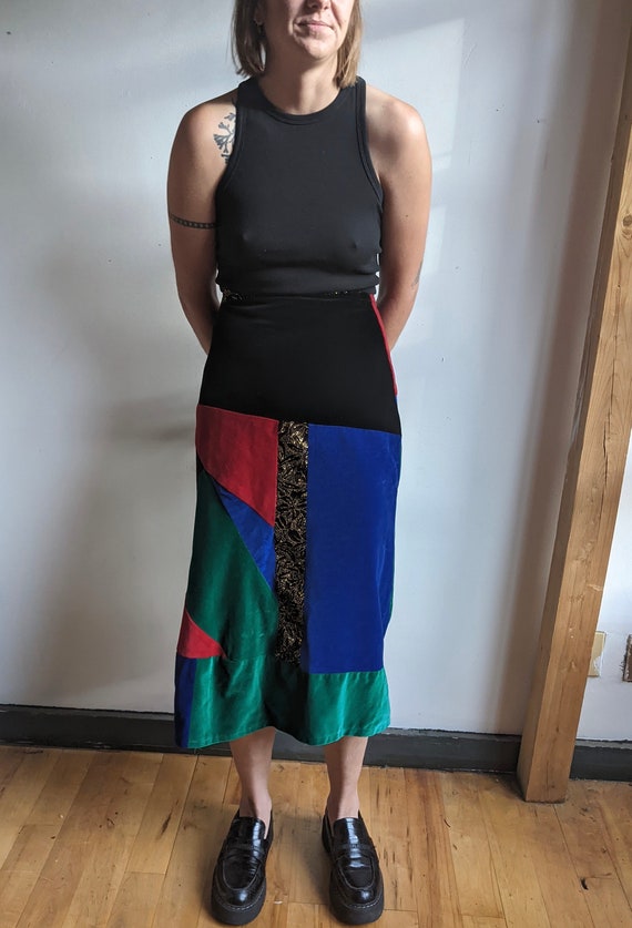 Patchwork Velvet Skirt - Gem