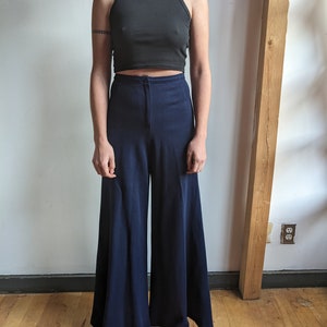 Vintage 70's Navy Wool Wide-leg Flared Pants - Etsy