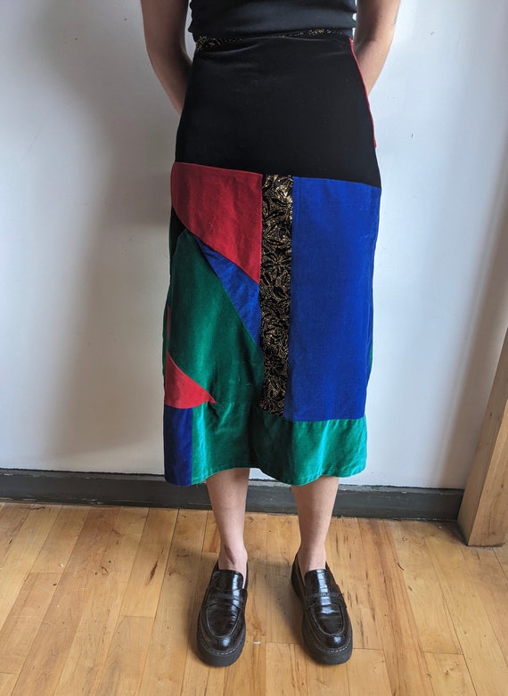 Patchwork Velvet Skirt - Gem