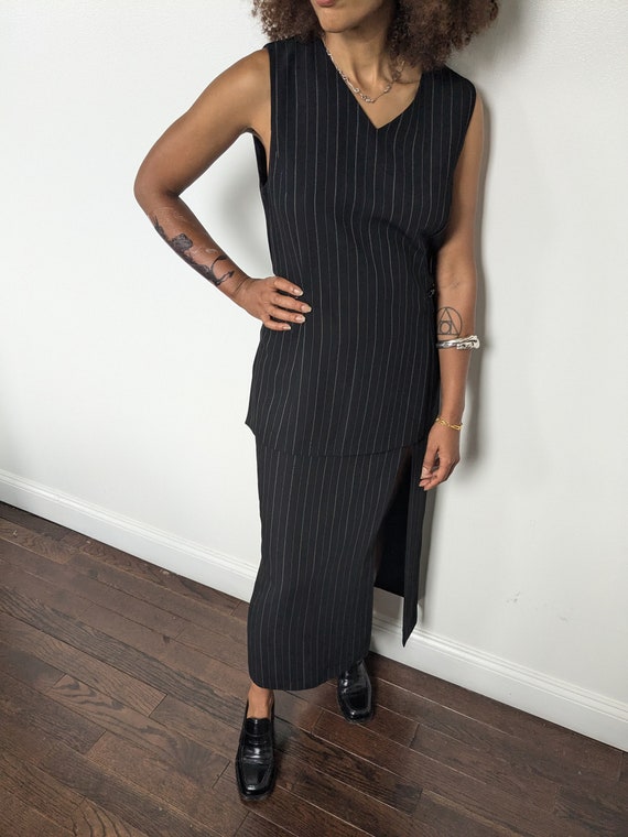 90's Vintage Pinstripe Skirt + Top Set - Gem