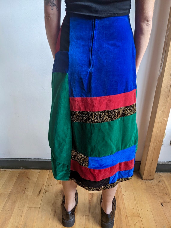Patchwork Velvet Skirt - Gem