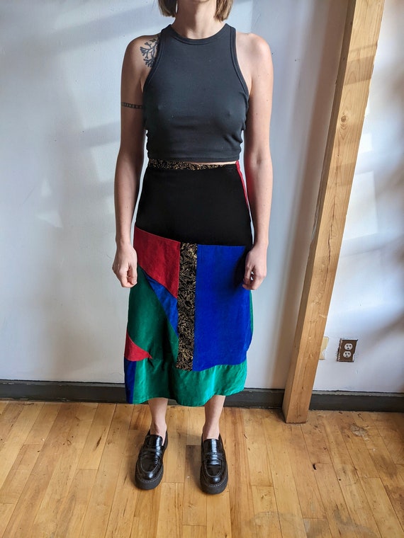 Patchwork Velvet Skirt - Gem
