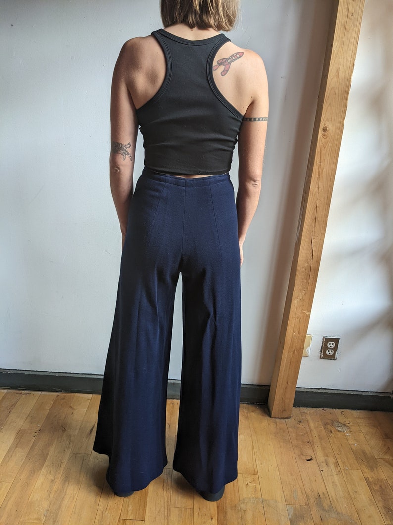 Vintage 70's Navy Wool Wide-leg Flared Pants - Etsy