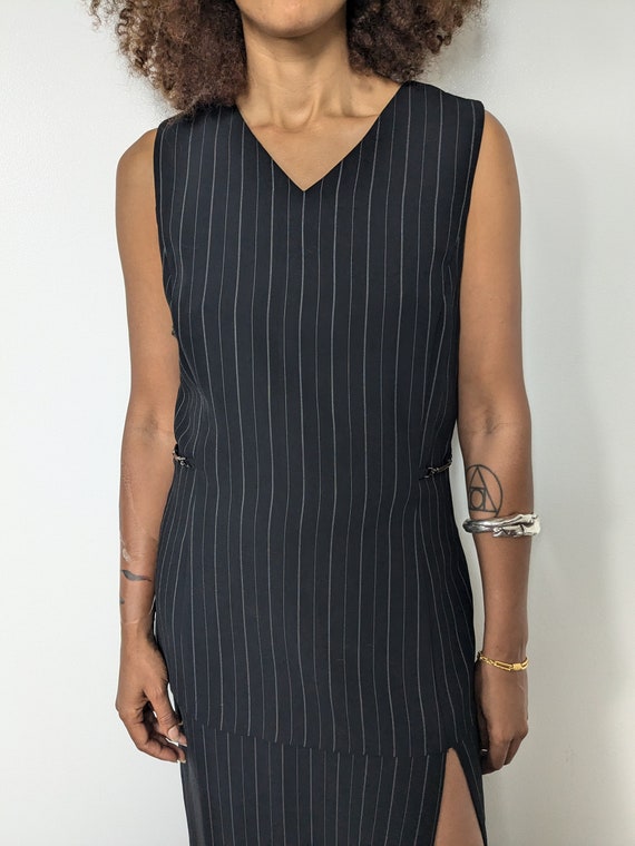 90's Vintage Pinstripe Skirt + Top Set - Gem