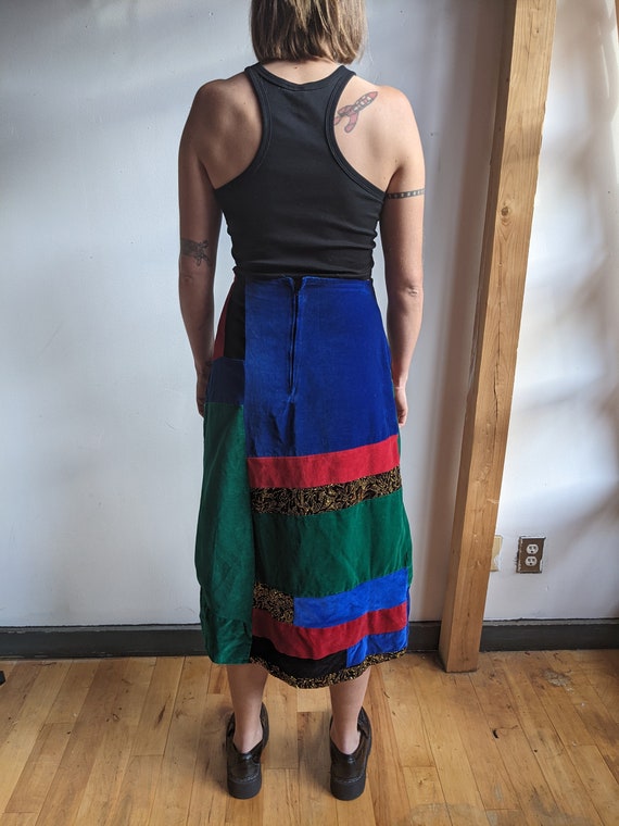 Patchwork Velvet Skirt - Gem