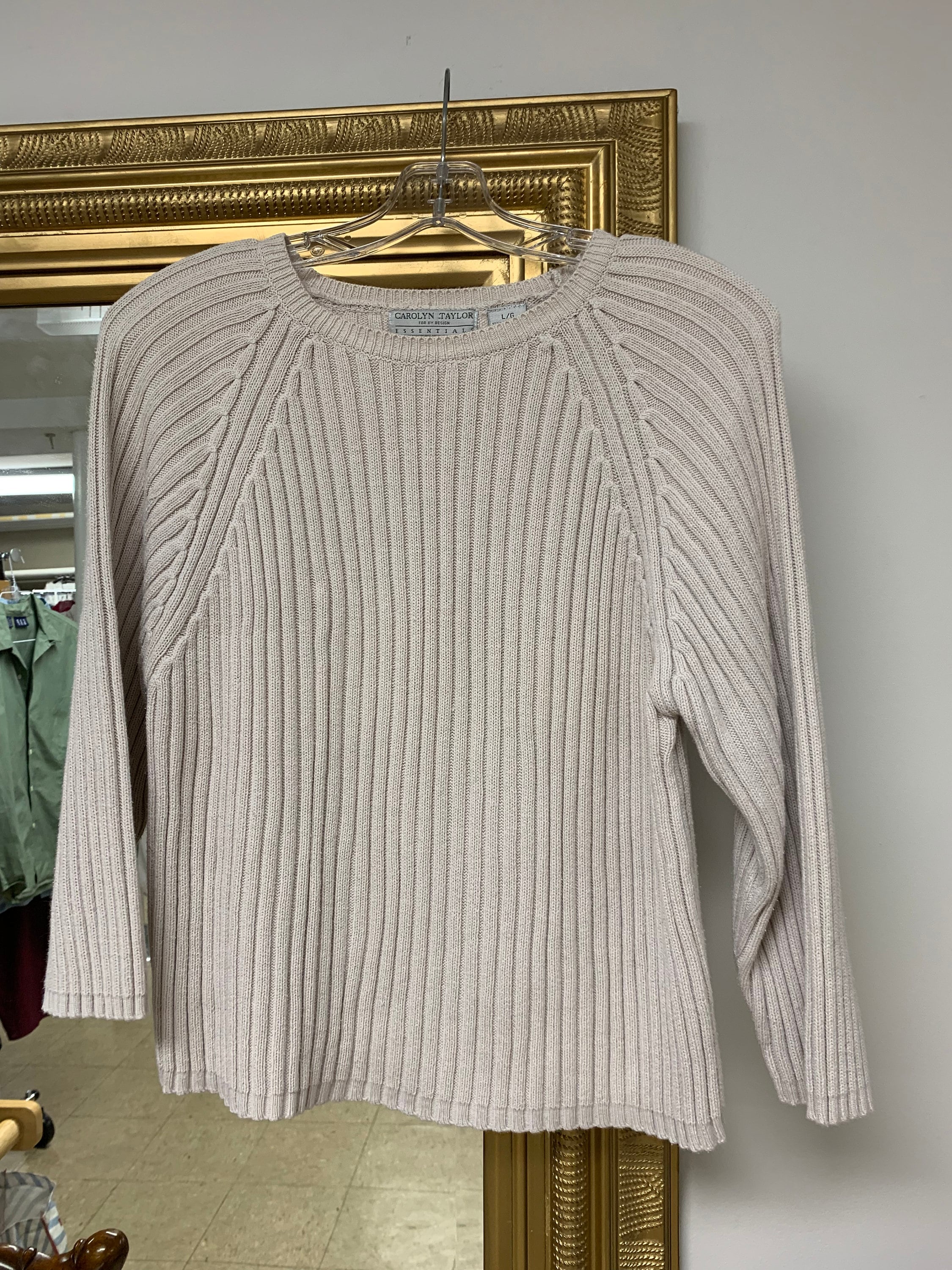 Vintage Ribbed Grey Sweater Size Large Carolyn Taylor | Etsy