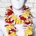 Red White Gold Scarf / Red Yellow Scarf / Football Scarf / Fleece Scarf ...