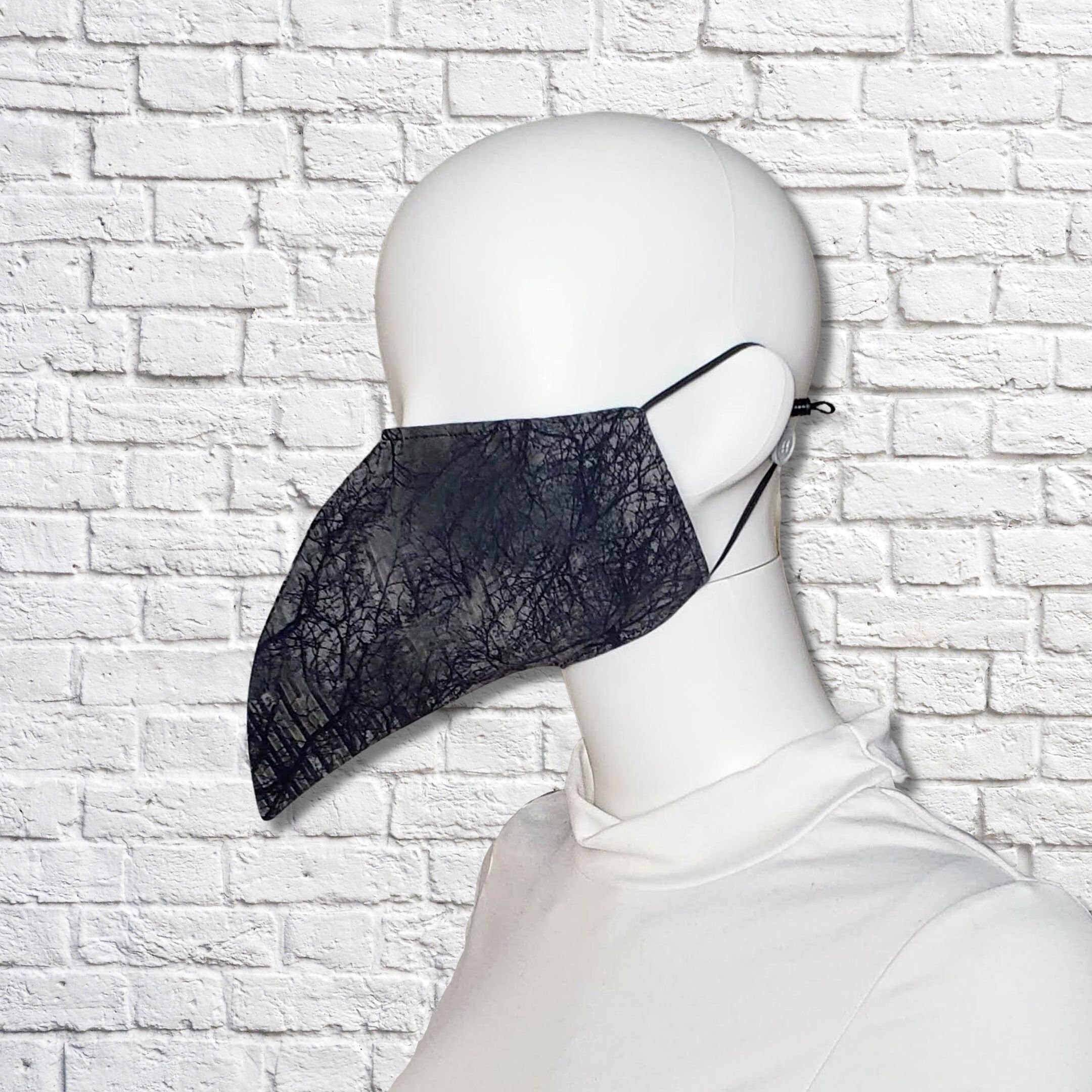 Plague Doctor Face Mask Shorter Beak Black Cotton Mask | Etsy
