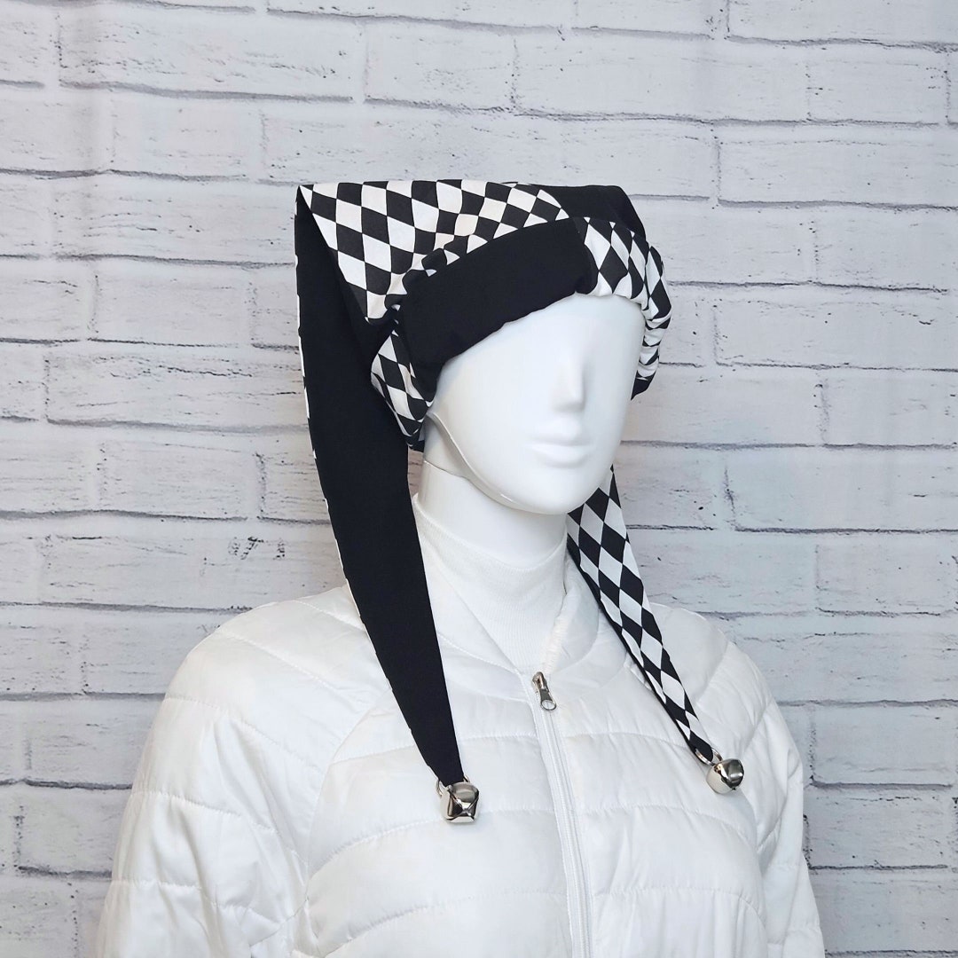 Jester Harlequin Hat cotton Black and White Diamond - Etsy