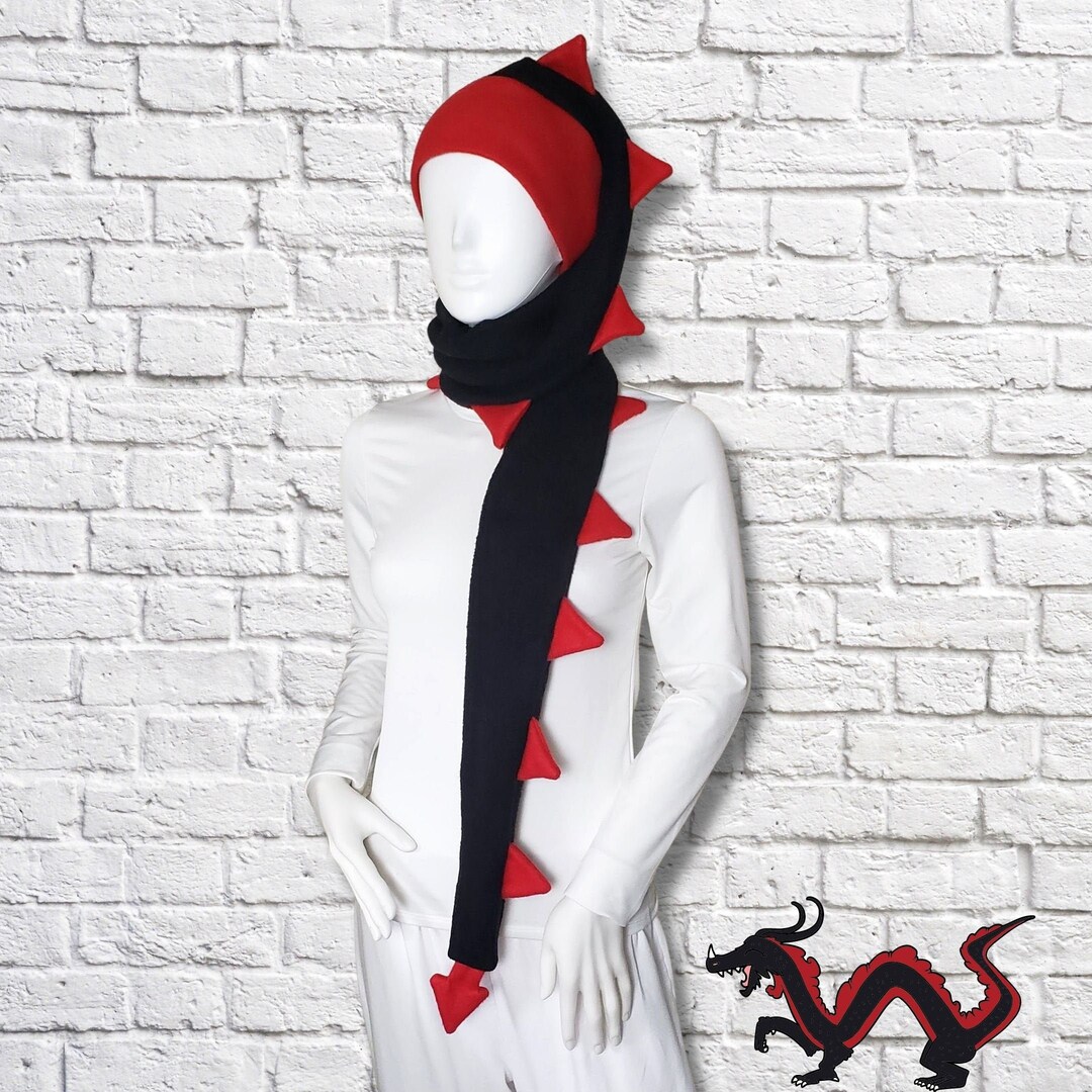 Black and Red Dragon Hat / Long Stocking Hat / Spiked Hat / Stocking ...