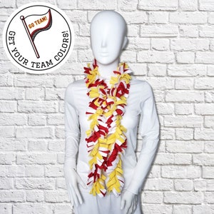 Red White Gold Scarf / Red Yellow Scarf / Football Scarf / Fleece Scarf ...