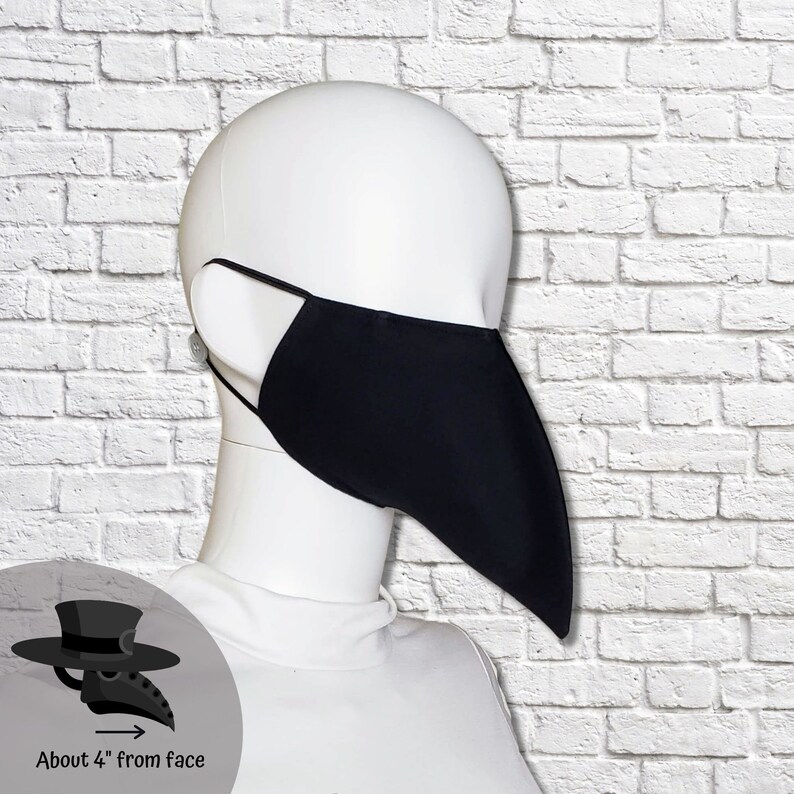 Plague Doctor Face Mask Shorter Beak Black Cotton Mask - Etsy