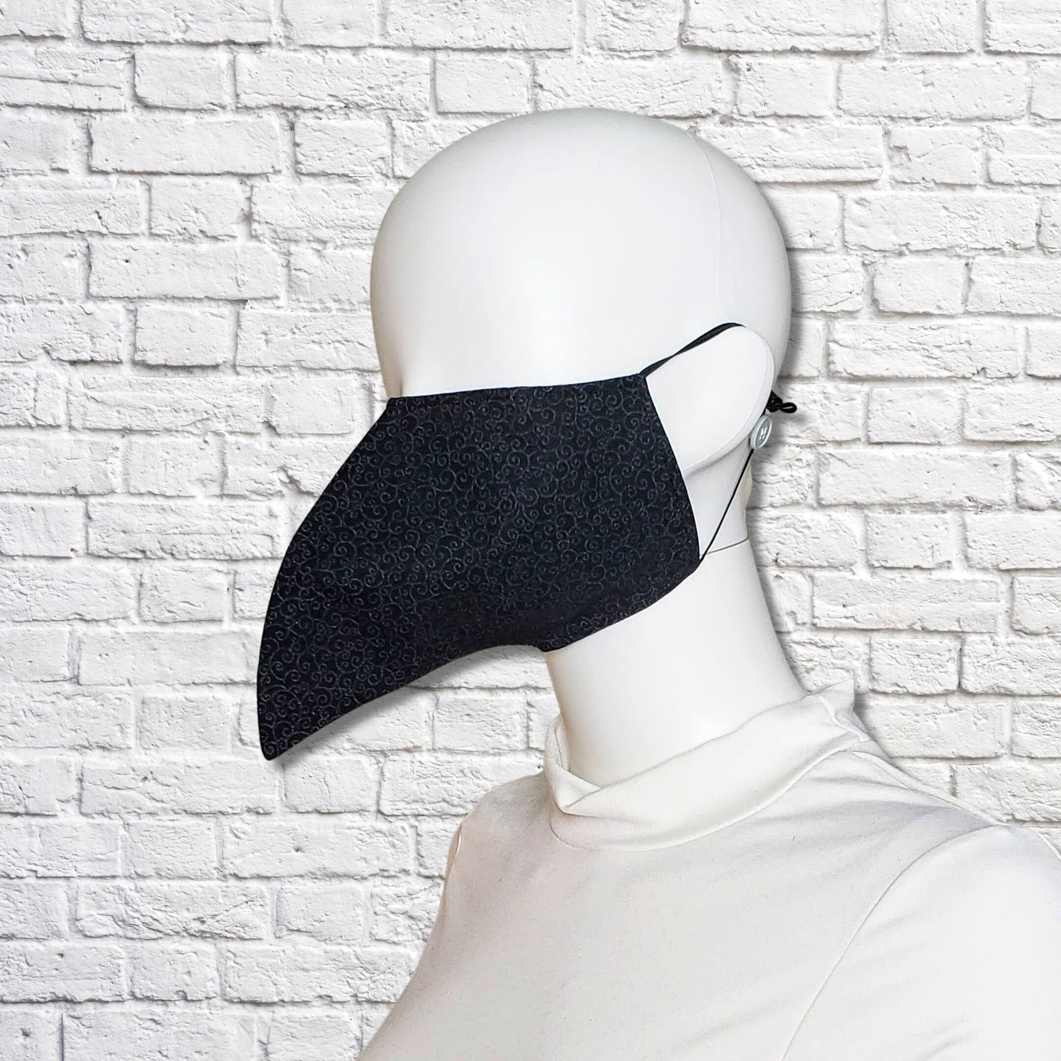 Plague Doctor Face Mask Shorter Beak Black Cotton Mask | Etsy