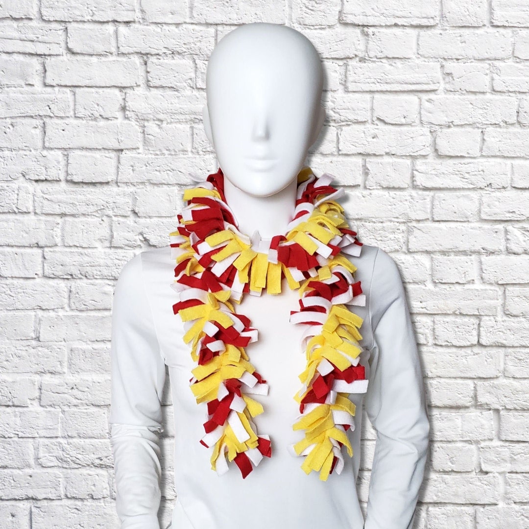 Red White Gold Scarf / Red Yellow Scarf / Football Scarf / Fleece Scarf ...