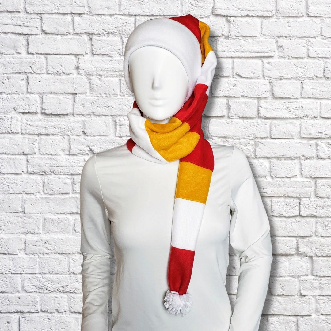 Striped Stocking Hat / Red White Gold / Stocking Cap / Wizard Hat ...