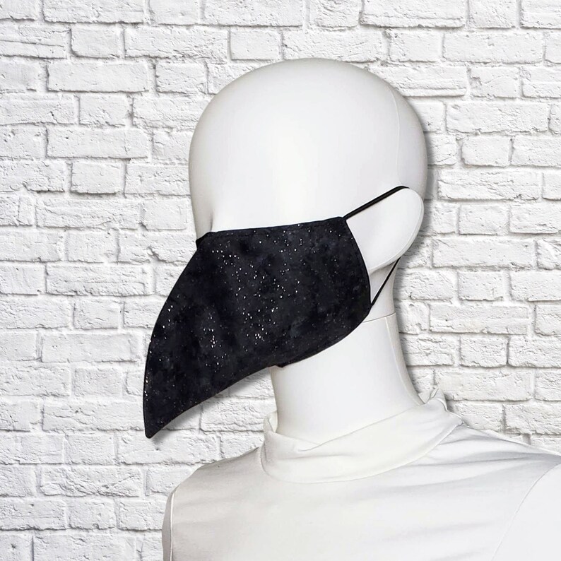 Plague Doctor Face Mask Shorter Beak Black Cotton Mask | Etsy