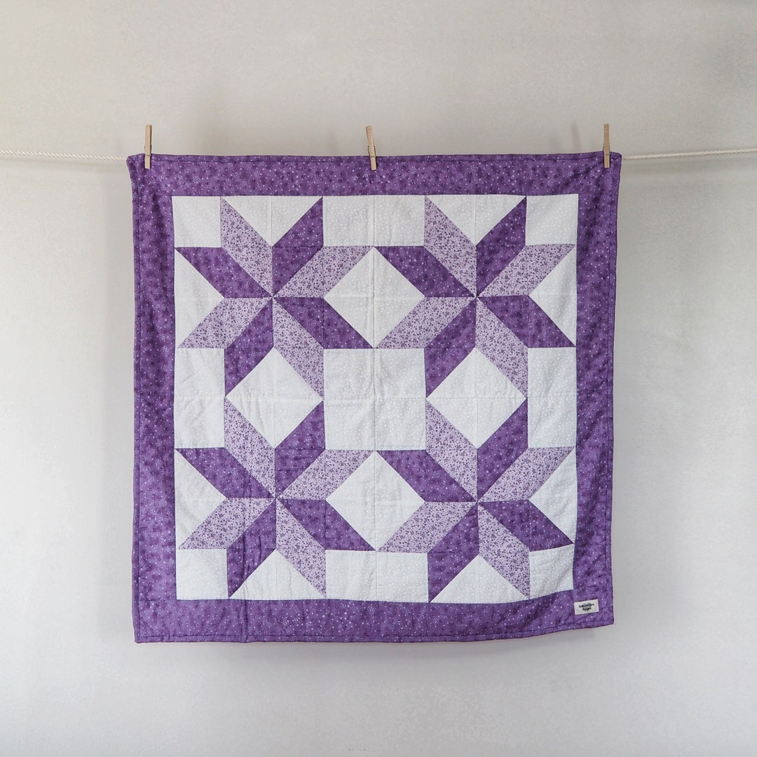 Purple Star Quilt for Baby Girl // Hand Quilted Baby Blanket // Machine ...