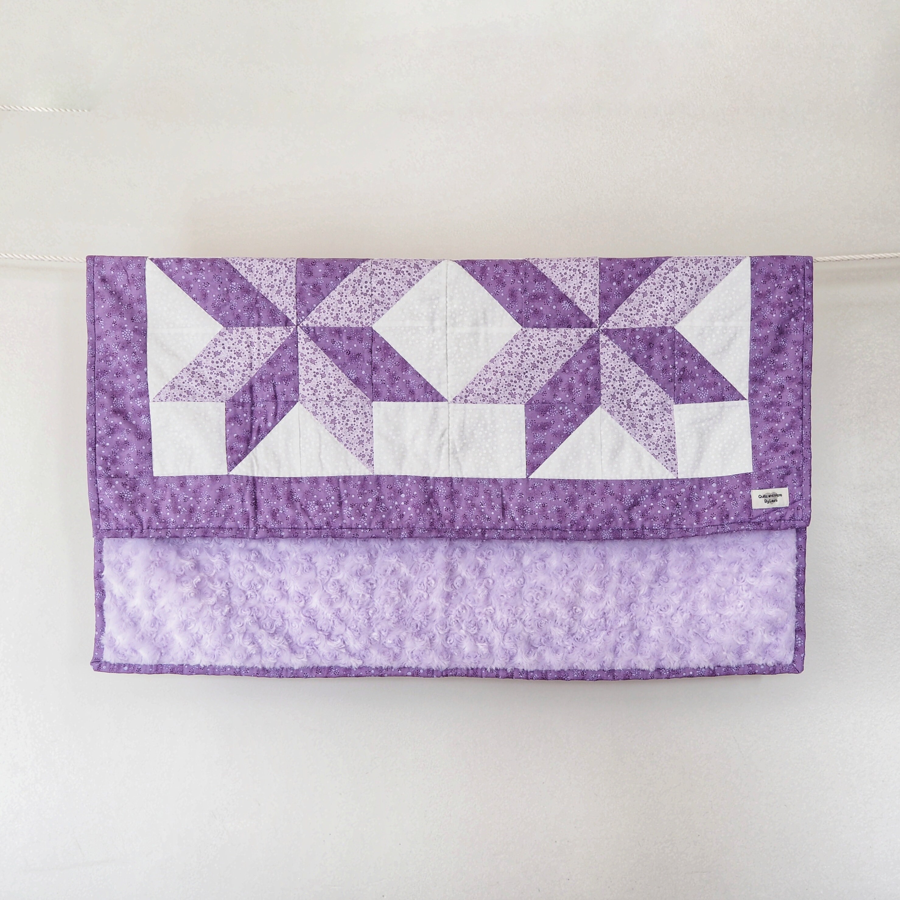 Purple Star Quilt for Baby Girl // Hand Quilted Baby Blanket // Machine ...