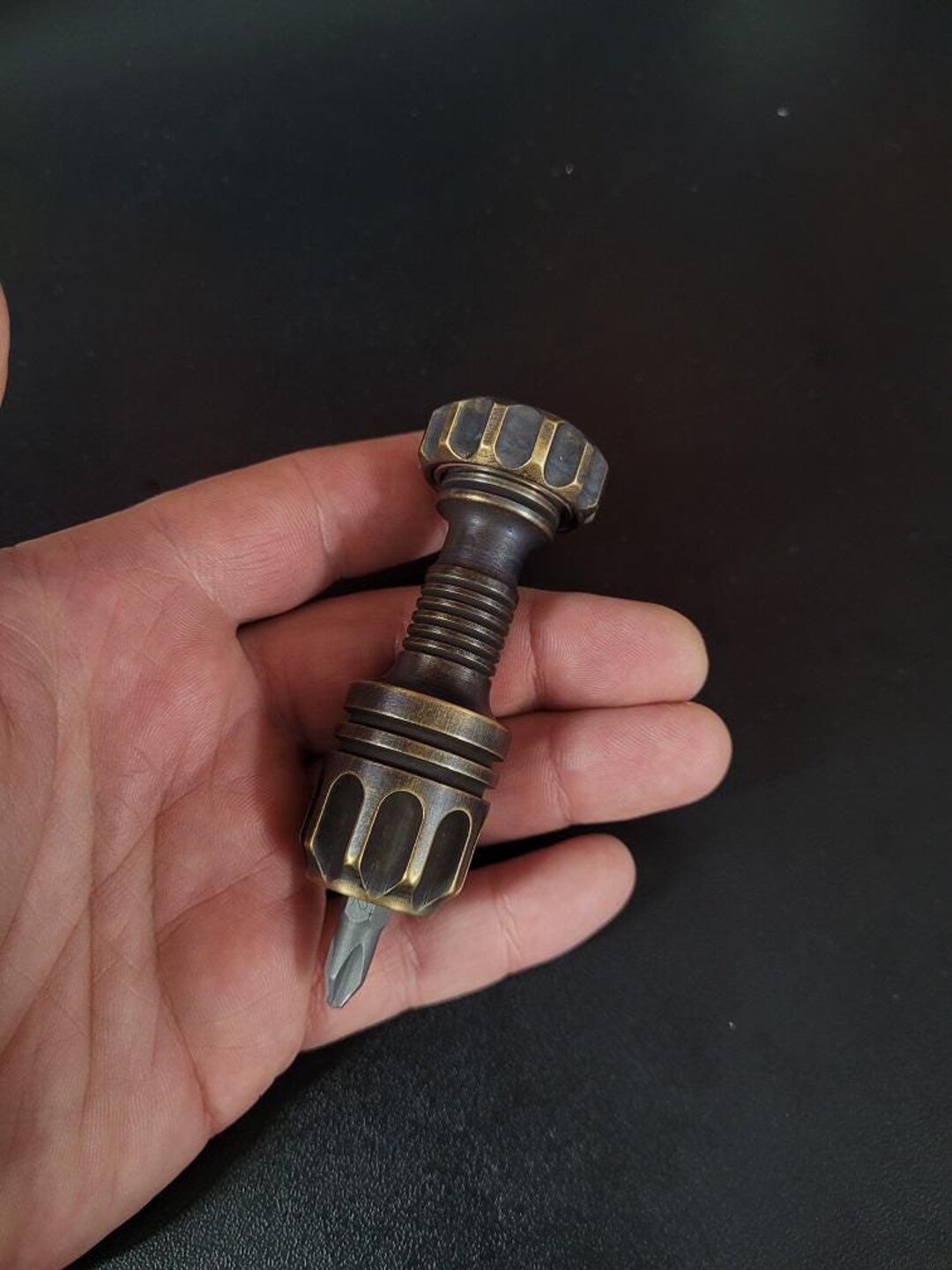 Custom Mini EDC Brass 1/4 Bit Driver : M176 "skull & Wrenches" - Etsy