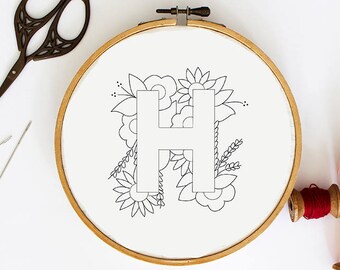 Initials embroidery | Etsy