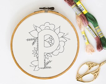 Floral Letter Embroidery Pattern - Etsy