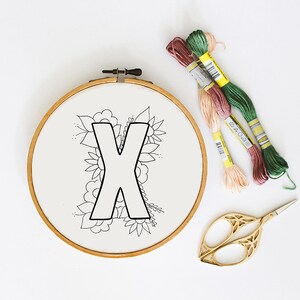Letter X Embroidery Pattern Floral Embroidery Pattern PDF - Etsy