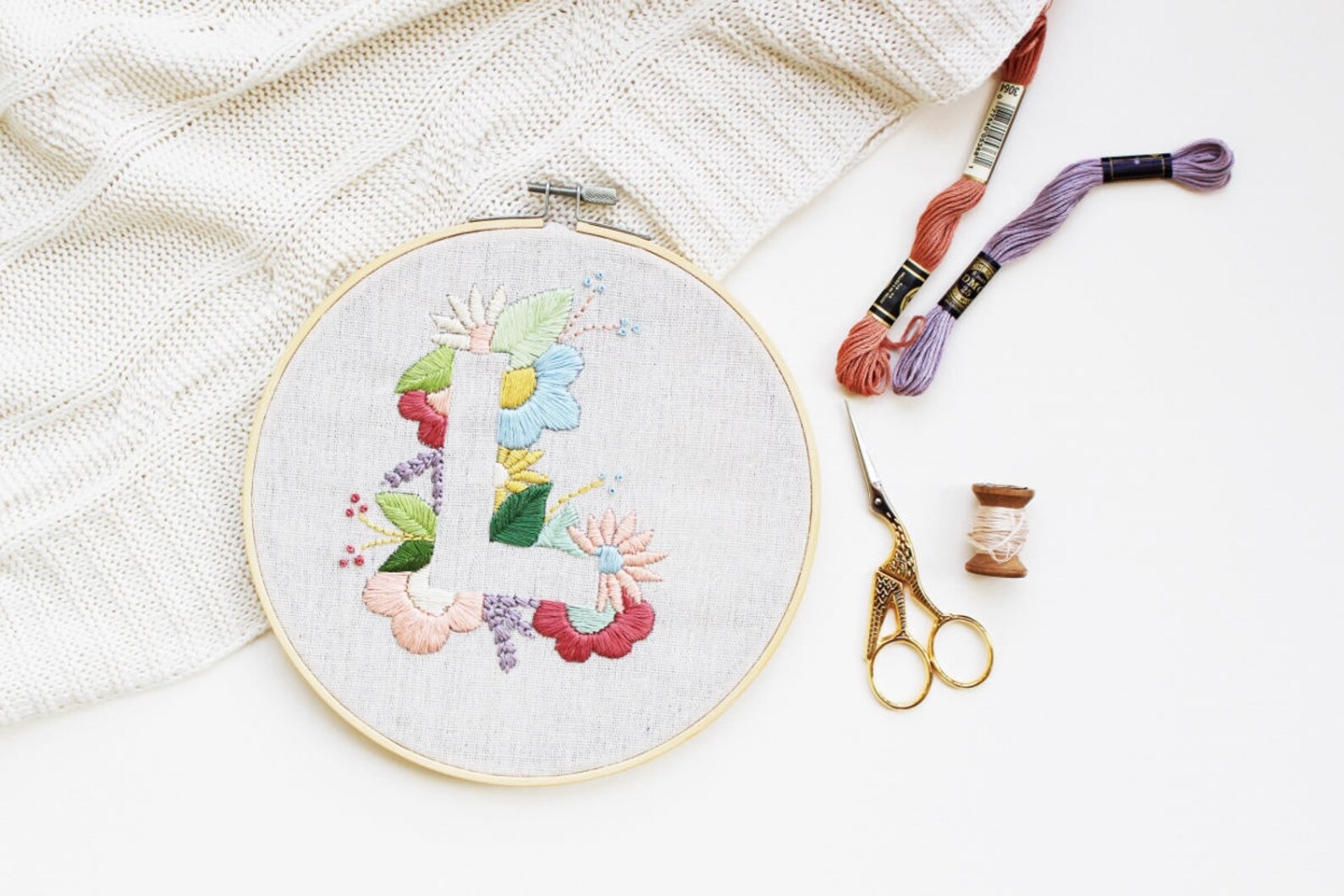 Letter L Embroidery Pattern Floral Embroidery Pattern PDF - Etsy