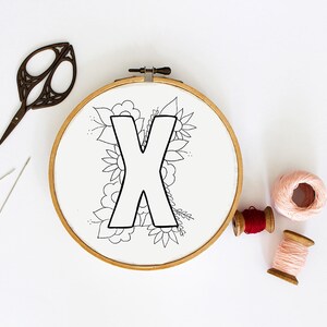 Letter X Embroidery Pattern Floral Embroidery Pattern PDF - Etsy