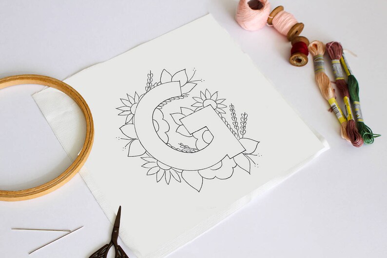 Letter G Embroidery Pattern Floral Embroidery Pattern PDF | Etsy