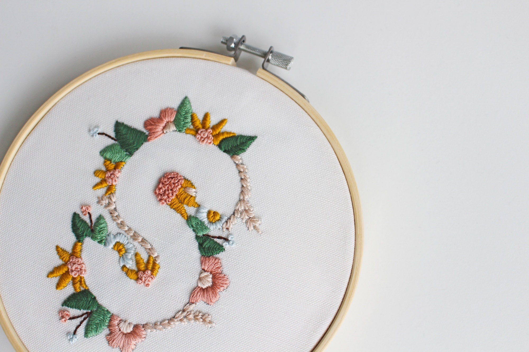 Letter V Embroidery Pattern Floral Embroidery Pattern PDF | Etsy