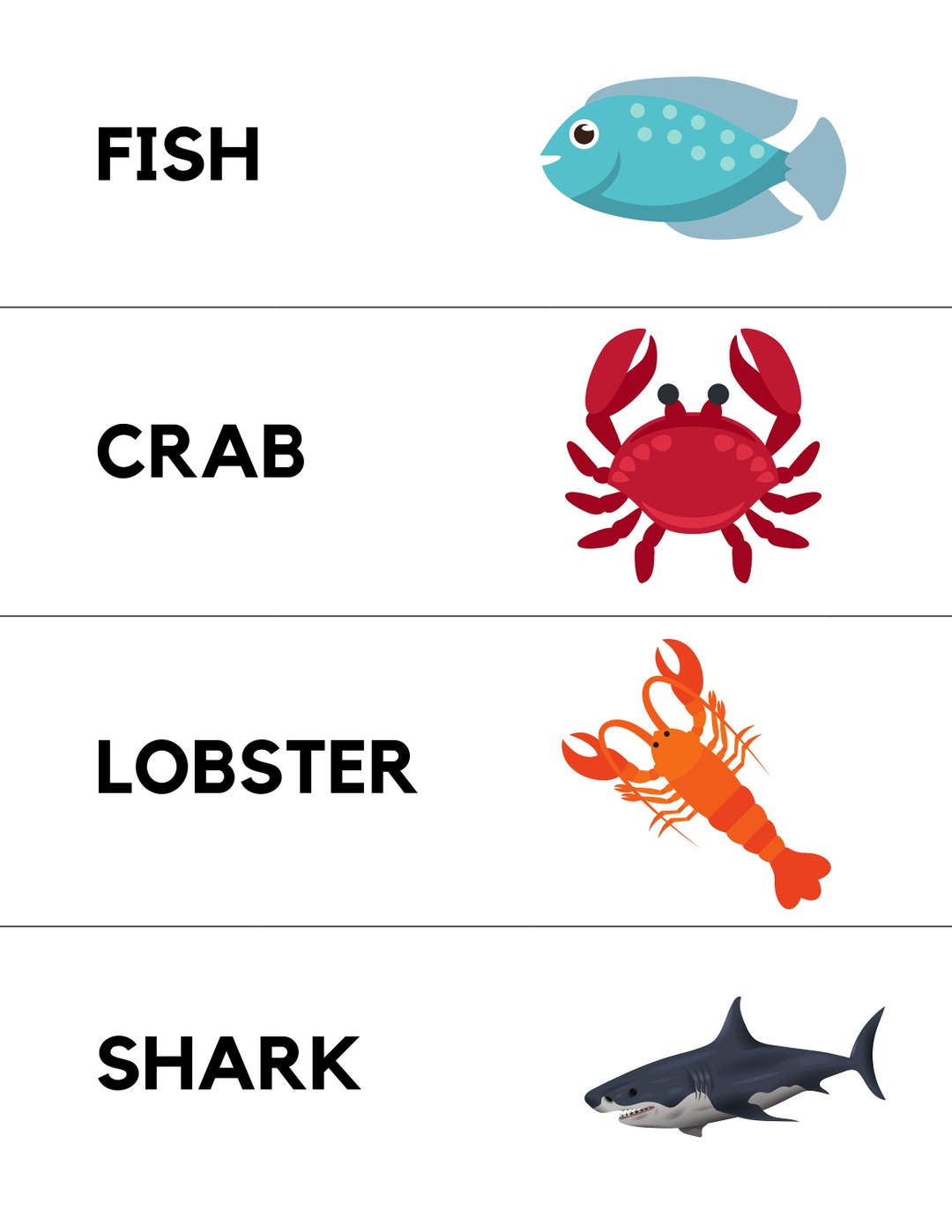 Ocean Theme Word Cards - Etsy