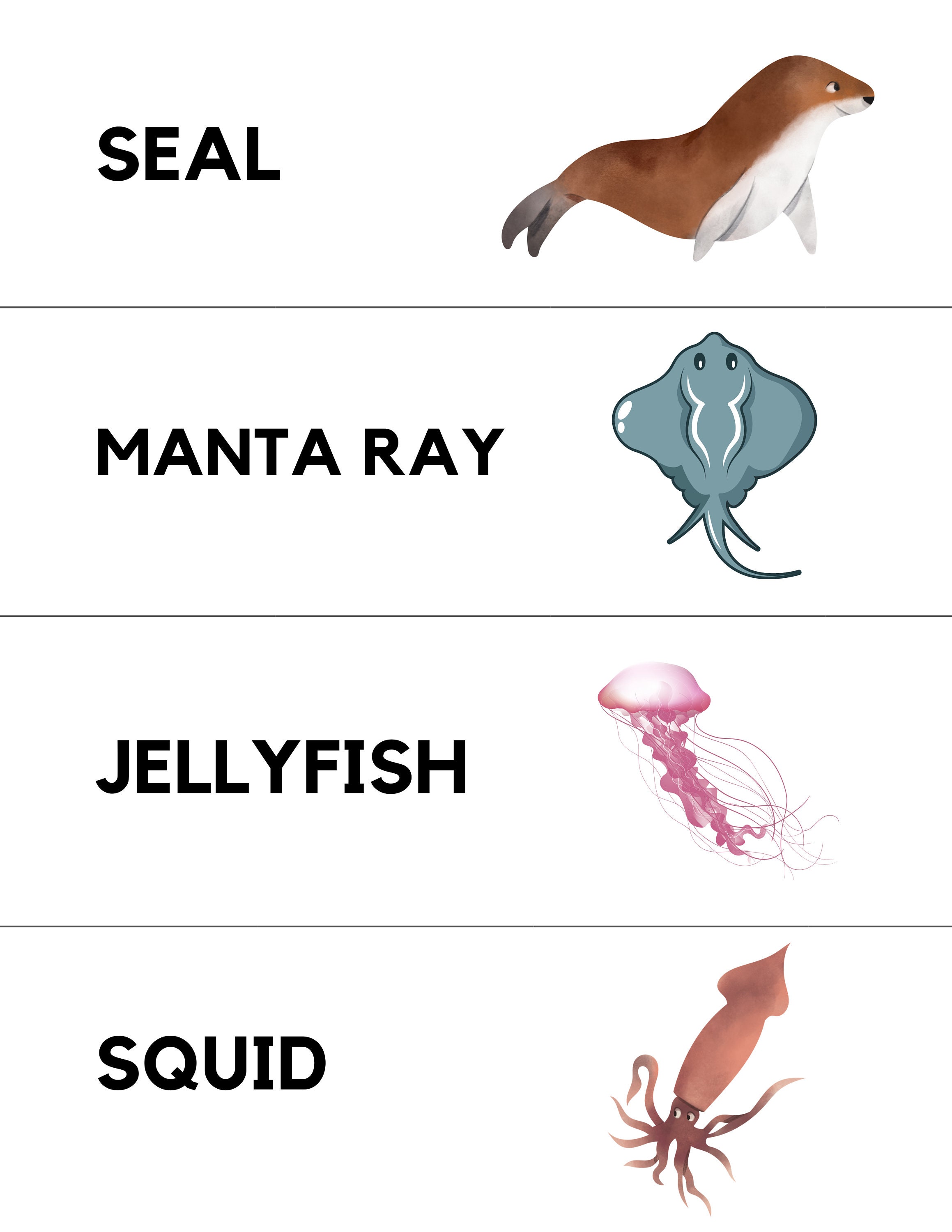 Ocean Theme Word Cards - Etsy